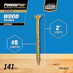 Power Pro Premium Exterior Wood Screws (#8 x 2") - 1lb Box