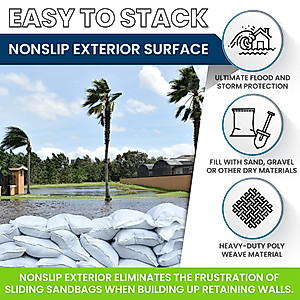 Sand Bags (12 Pack) Empty Sandbags with Ties, Heavy Duty, UV Treated (14" x 25") Non-Slip Empty Bags for Sand - (12 Pack)