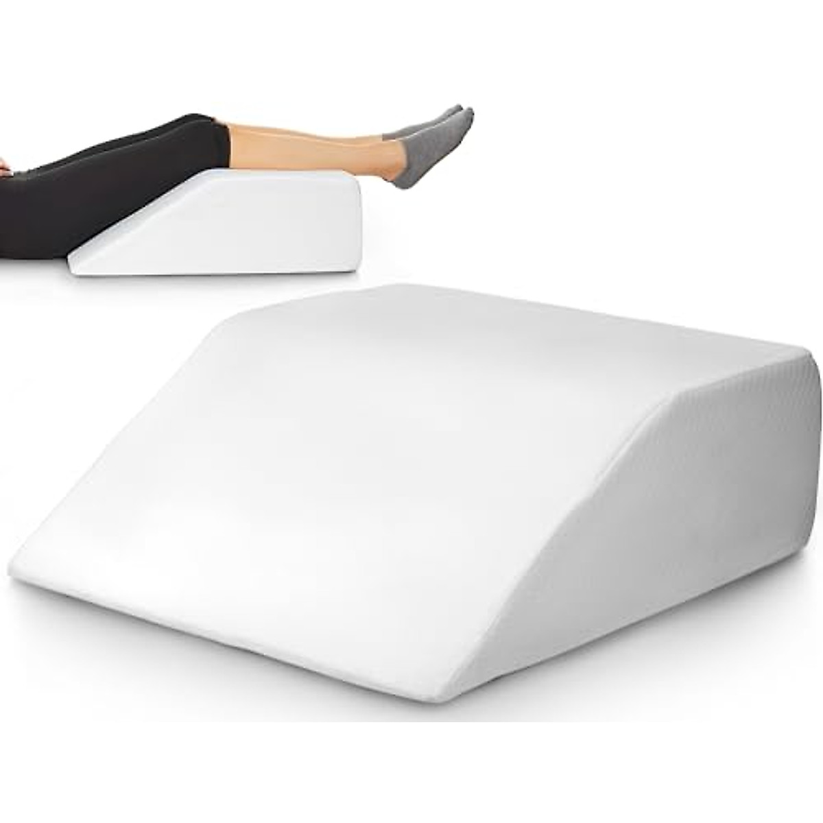 Leg Elevation Wedge Pillow for Sleeping, After Surgery | Memory Foam | Relieves Foot and Ankle Injury, Legs, Hip, and Knee Pain, Improves Blood Circulation, 8 Inch