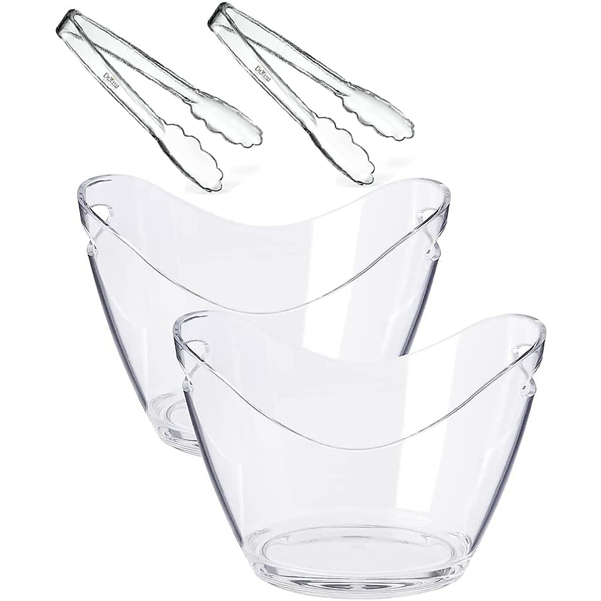 2 Pack 3.5 Liter Acrylic Large Serving Salad Bowl Set with Tong Easy To Carry Handles Design - Snack Bowl Set For Serving Salad, Popcorns, Hosting, Picnics, Parties with Tongs (Pack of 2)