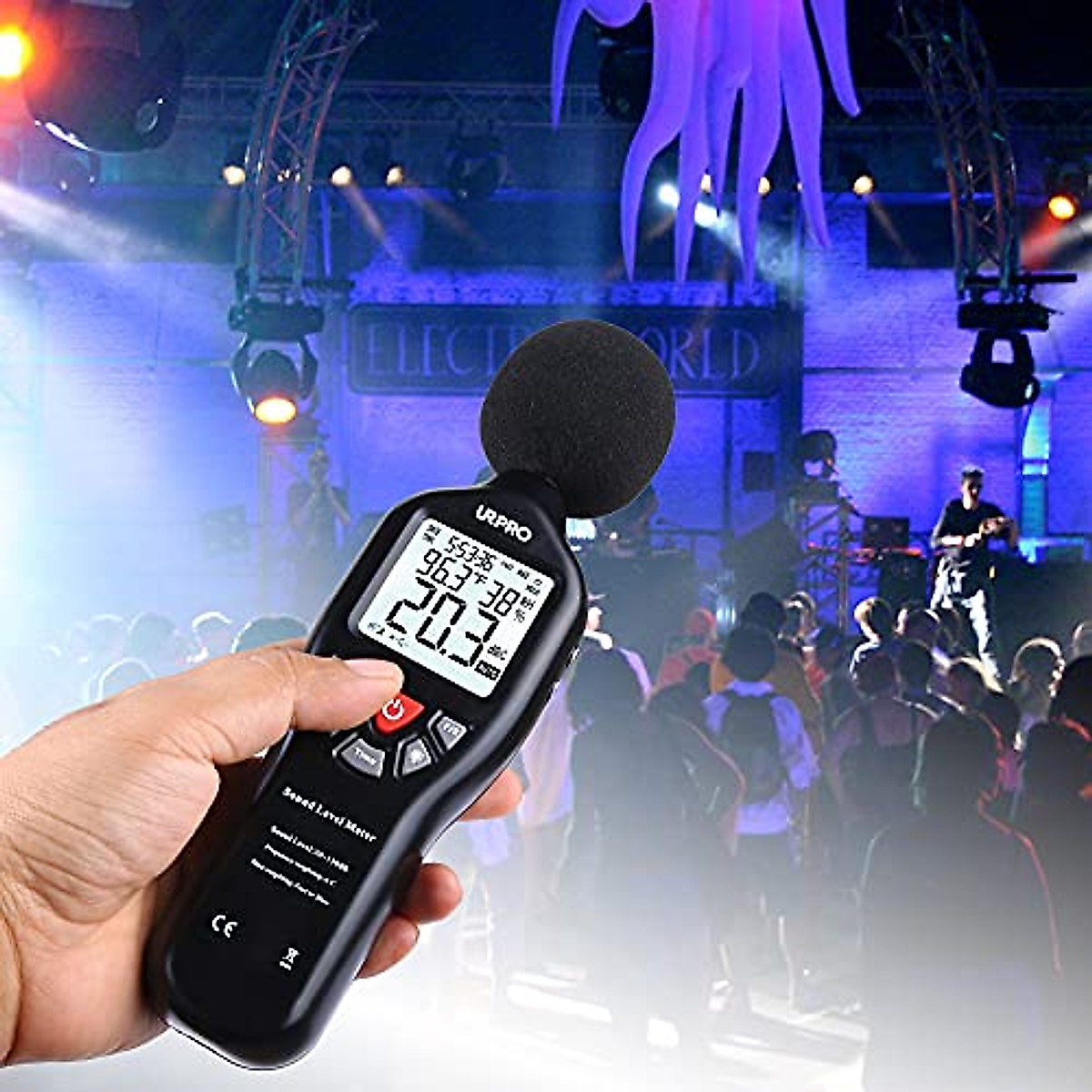 URPRO Electronics Decibel Meter, Digital Sound Level Meter 30 – 130 dB Audio Noise Measure Device Backlight Display