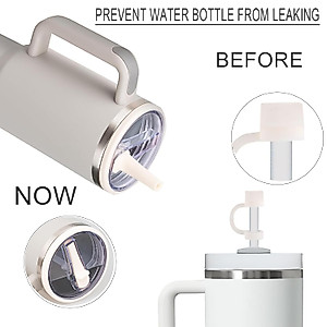 3PCS 40 oz Replaceble Tumbler Flip Straw Lid for Stanley Quencher, Reusable Tumbler Cover for Stanley Cup,Straw Lid Replacement Fit (Cream White/3PCS)