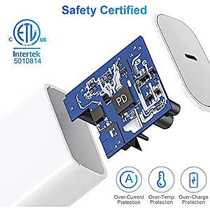 20W iPad Fast Charger USB C for iPad Pro 12.9,11 inch 2021/2020/2018, New iPad Air 5th/4th 10.9 inch 2022/2020, Apple-iPad Mini 6 Gen 2021, PD Wall Charging Block with 6Ft USB C to C Charging Cable