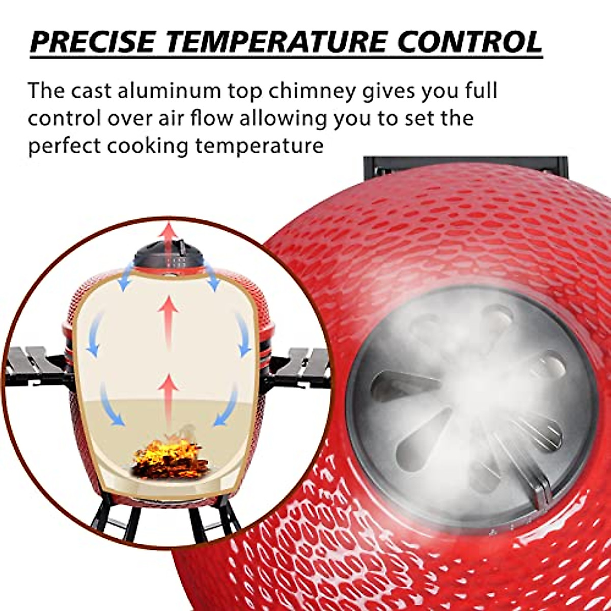 FIRELOOP Cast Aluminum Vented Chimney Top Cap, Louisiana Grills Top Vent Replacement Parts, Top Damper Vent for Vision Grills Classic B Series 18 Inch Pit Boss 71220, 71240