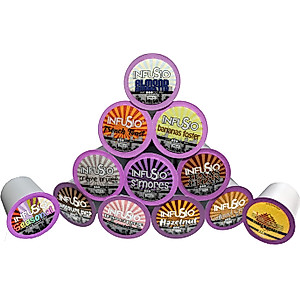 96 Count Flavored coffee Variety Pack (12 Flavored Blends), Single Serve Coffee Pods for Keurig K Cup® Brewers - InfuSio Premium Roasted Coffee (Variety, 96 Compatible with 2.0)