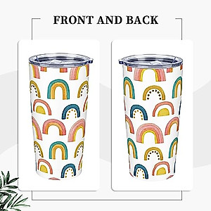 DLUCCA 20oz Insulated Coffee Tumbler With Straw Stainless Steel Swig Tumblers,Travel Mugs Insulated For Hot And Cold,Reusable Thermal Water Bottle Cup For Car Camping Exercise（Rainbow ）