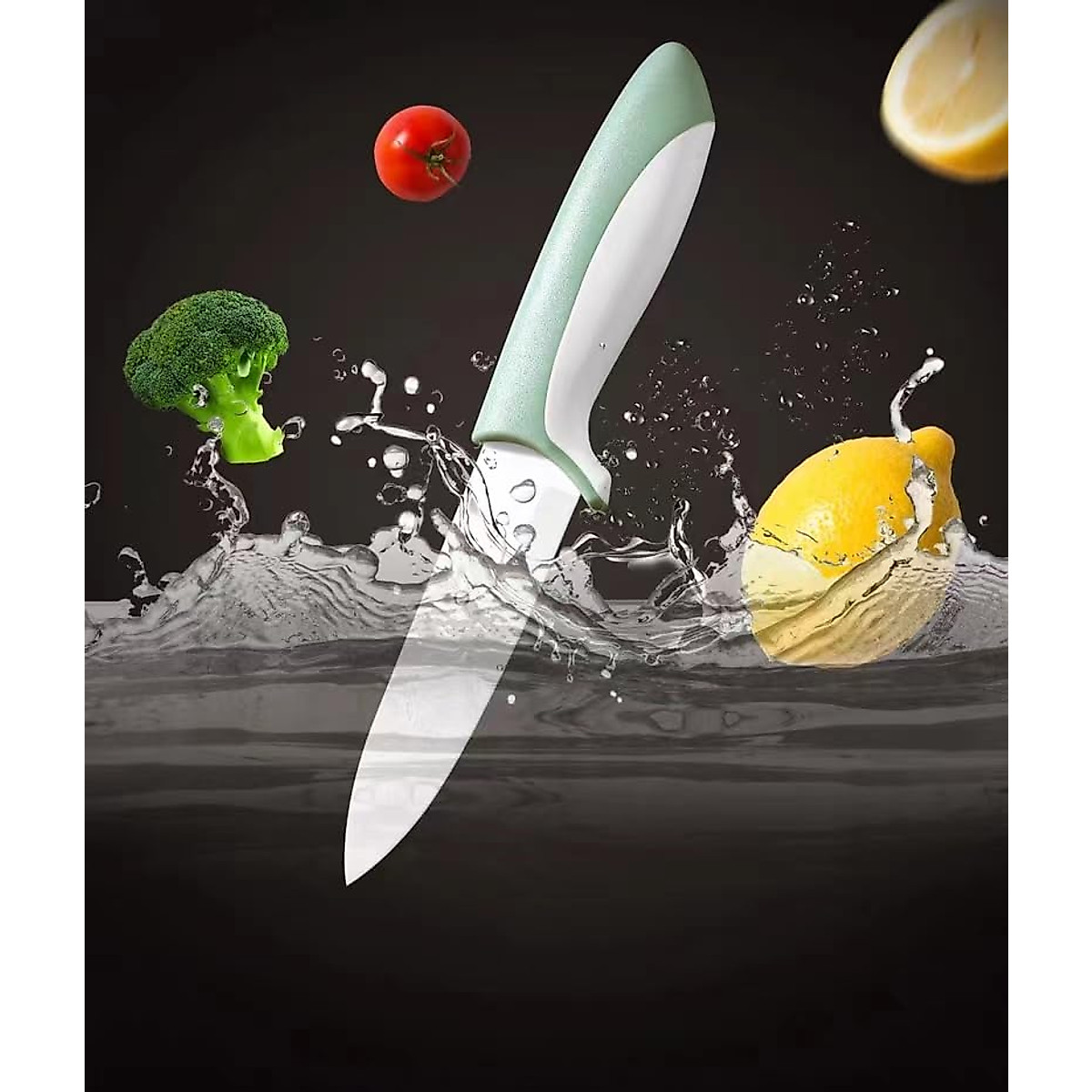 DESIAR Ceramic paring knife 4 inch super sharp ceramic fruit knife, hippo shaped kitchen knife with safety jacket (Green)
