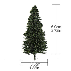 S0806 40PCS Dark Green Pine Model Cedar Trees 2.72 inch (69mm) for Model Railroad Scenery Landscape Layout HO Scale New (2.7Inch)