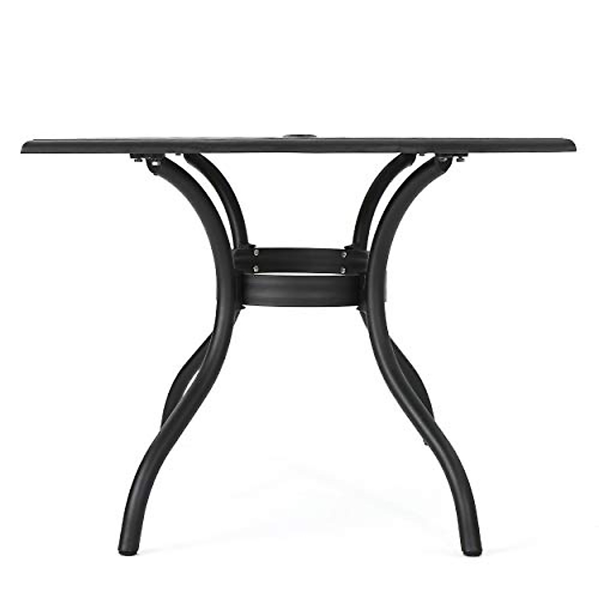 Christopher Knight Home Cayman Outdoor 6-Seater Cast Aluminum Dining Set, 7-Pcs Set, Black Sand