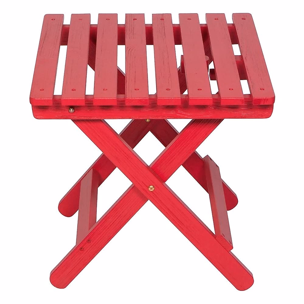 Classic Design Adirondack Square Folding Patio Table with Slated Top & Genuine Cedar Wood Construction | Chili Red Color Weatherproof Finish Best for Indoor Outdoor Use | Water & Rust Resistant