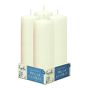 Hyoola Ivor Pillar Candles 2x8 Inch - 4 Pack Unscented Pillar Candles - European Made