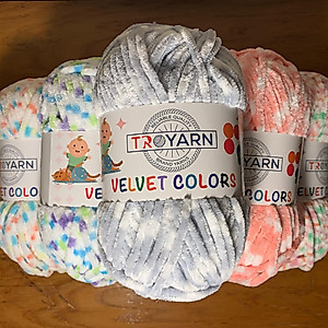Troyarn Velvet Colors Chenille Baby Blanket Yarn Amigurumi Yarn for Crocheting and Knitting Super Bulky 100 gr (131 yds) (10232)