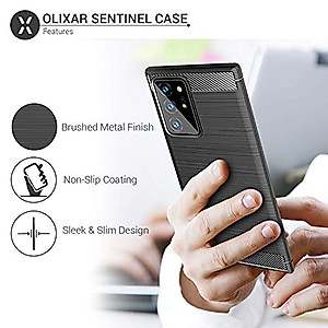 Olixar Case with Screen Protector for Samsung Galaxy Note 20 Ultra, Stylish 2 in 1 Protection - Defend Your Phone & Screen from Drops, Shocks and Scratches - Sentinel - Black