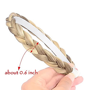 DIGUAN Headband Synthetic Hair Plaited Headband Braid Braided Without Teeth Hair Band Accessories for Women Girl Wide 0.6 Inch (Buttered Toast)