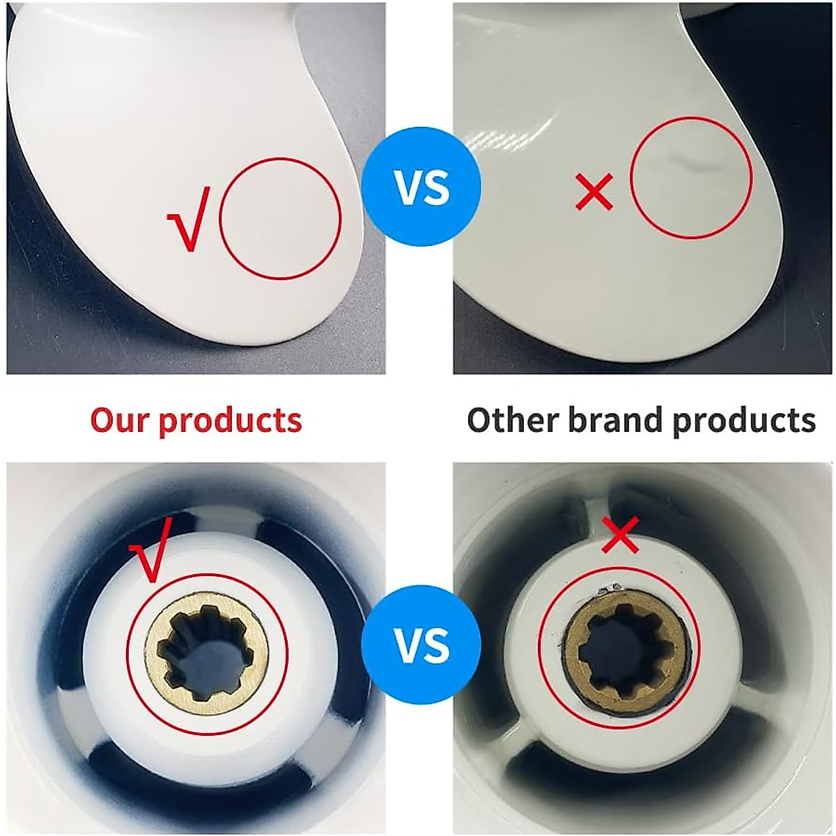 Boatman 10 5/8x12,10 3/8x13,10 3/8x14,10 1/4x14 Boat Propeller fit Yamaha Outboard Engine 20-60 Hp,13 Spline Tooth,RH