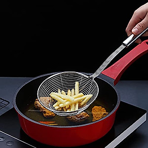 Strainer Spider Skimmers For Kitchen Cooking and Frying Food,Kyraton Stainless Steel Slotted Spoon Pasta Strainers Tomato Food Strainer Skimmer Ladle For Pasta.