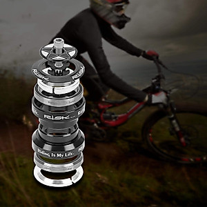 Bike Bearing Headset CNC High Machining Aluminum Alloy 34mm Bike Headset Fork Bearings Accessory(Black)