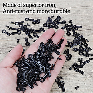 Picture Frame Turn Button Fasteners Set, 100 PCS Picture Frame Backing Clips Photo Frame Hardware Clips with 100 Pieces Screws for Hanging Pictures, Photos, Drawing by PinCute (Black)