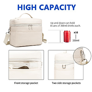 Insulated Lunch Bag for Women Adult Lunch Box Lightweight Waterproof Lunchbox Soft Cooler Reusable Lunch Bags for Work(Cream, Medium)