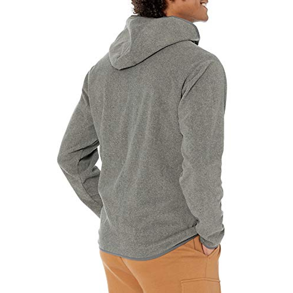 Amazon Essentials Men's Long-Sleeve Hooded Full-Zip Polar Fleece Jacket, Charcoal Heather, Large