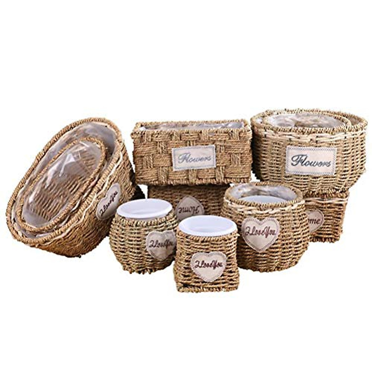 Hemoton Woven Hamper Basket with Handles Wicker Seagrass Belly Basket Wicker Flower Basket with Handle Wicker Hamper Baskets for Gifts Flower Pot Indoor Flower Girl Storage Basket Bamboo