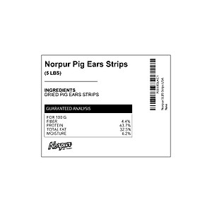 Norpur Natural Pig Ear Strips for Dogs, 5 lb. Box, Oven Baked Pork Training Treats for Small to Medium Breeds, Soft and Fully Digestible, Supports Joint, Dental, and Coat Health, Made in Canada