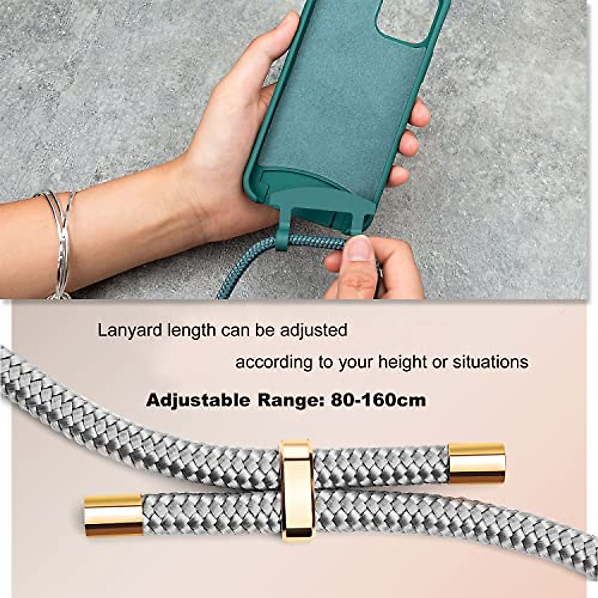 Lawonda 2-in-1 Crossbody Cell Phone Case Detachable Strap Adjustable Rope Lanyard Shockproof Protective Moblie Phone Case Compatible with iPhone SE Green