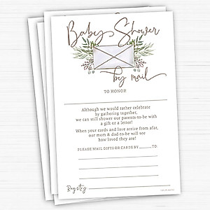 Shower by Mail - Watercolor Envelope and Greenery - Baby Shower Invitations (20 Count) with Envelopes - Gender Neutral