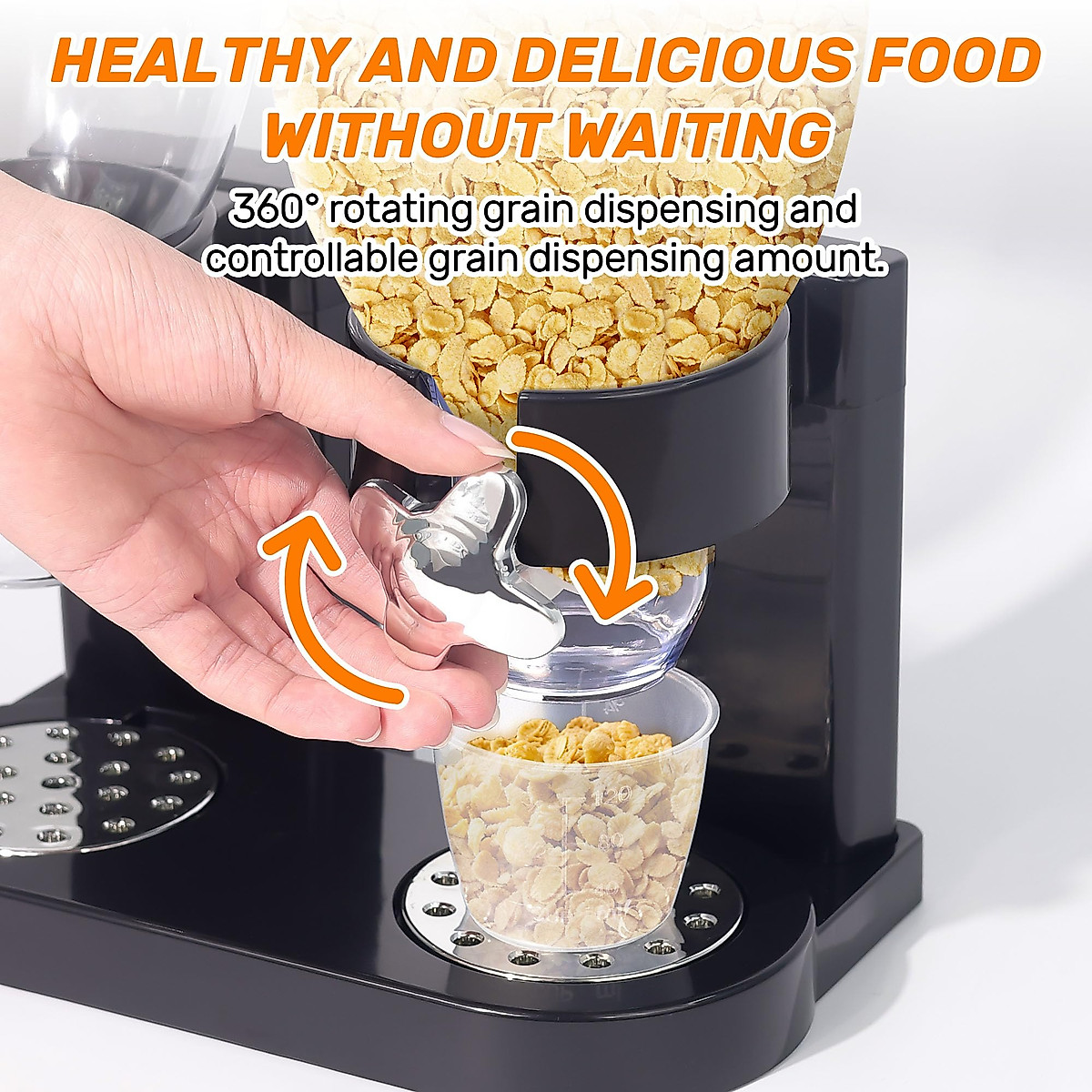 Meegoo Cereal Dispenser Countertop, 2 Pack 2L Large Capacity Cereal Container Airtight, Rotating Dry Food Dispenser for Small Size Nut, Candy, Beans, Rice, Pantry Kitchen Organizer to Keep Tidy.