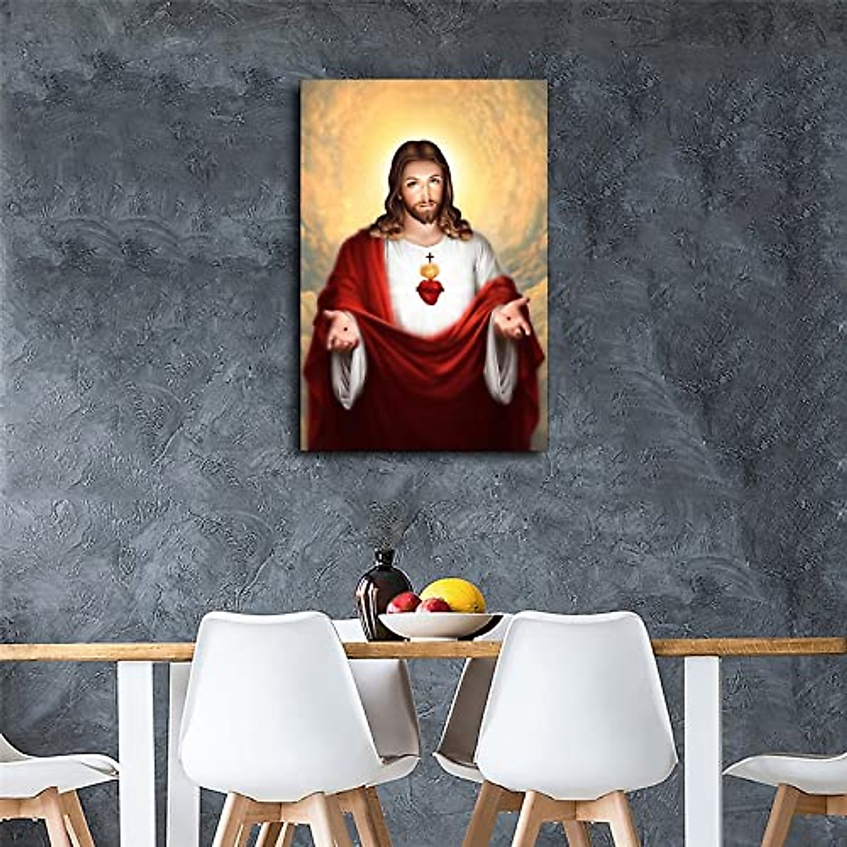 FireDeer Catholic Jesus Poster Print On Canvas Painting Christian God Pictures for Living Room No Frame (Sacred Heart of Jesus-2,16x24inch)