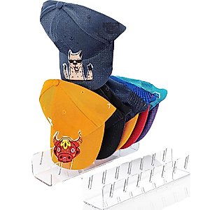 Newest Hat Organizer for Baseball Caps, 2Pcs Hat Racks, No Install Acrylic Hat Stand for 14 Baseball Caps for Bedroom, Closet, Dresser, Hat Holder Display and Organizer for Berets, Duckbill Caps, Etc