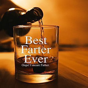AGMdesign, Best Farter Ever Oops I Meant Father Whiskey Glasses, Unique Gag Gift, Fathers Day Gift Idea for Dad from Daughter, Son, Wife, Guys