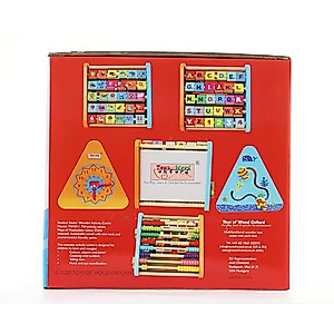 TOWO Activity Centre Triangle Toys - flip Flop Alphabet Blocks Abacus Clock - Activity Cube for Toddlers 5 in 1- Toys for Babies Montessori Learning-Wooden Toys for 1 Year Old