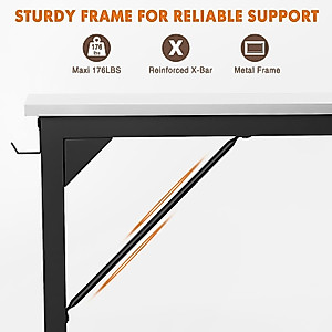 Sweetcrispy Small Computer Office Desk 32 Inch Kids Student Study Writing Work with Storage Bag & Headphone Hooks Modern Simple Home Bedroom PC Table