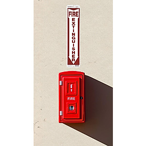 Hillman 844112 White and Red Aluminum Fire Extinguisher Sign with Arrow Symbol, 4" x 18"