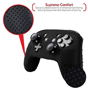 Soft Silicone Studded Particle Thicker Skin Cover for Nintendo Switch Pro Controller (Black and White)