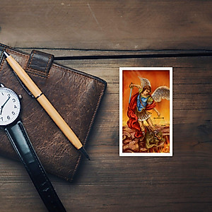 St Michael The Archangel Holy Prayer Cards, Laminated Cardstock with Scripture of Protection, Inspirational Christian Gifts, Pack of 5, 2.25 x 3.75 Inches
