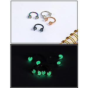 Ftovosyo 4Pcs Glow in the Dark Dragon Claws Circular Horseshoe Barbell Surgical Steel Nose Septum Rings Hoop Daith Earring Helix Vertical Lip Piercing Jewelry for Women Men