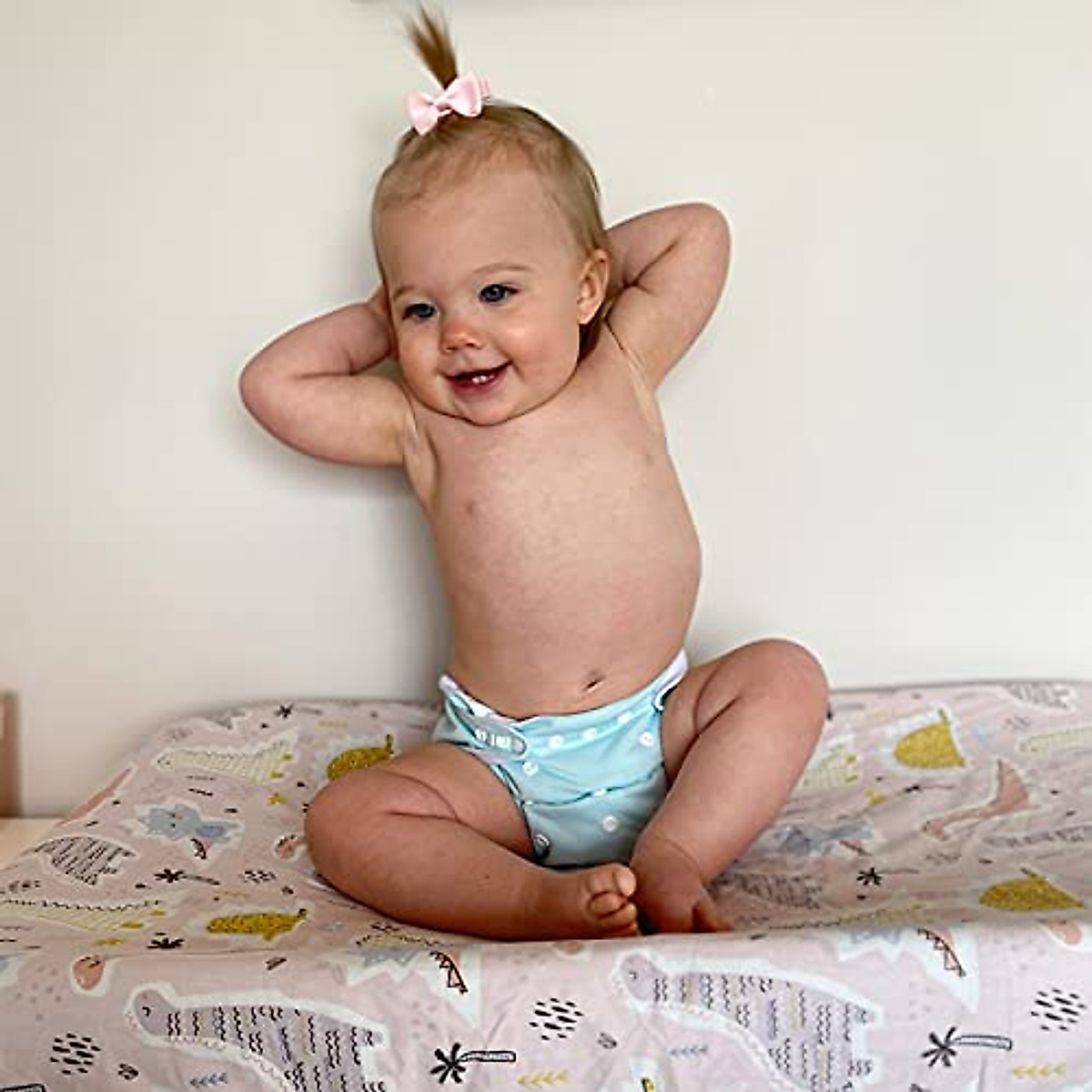 Babygoal Changing Pad Covers 100% Organic Cotton-Unisex Diaper Change Table Sheets for Baby Girls and Boys-Fits Changing Pads and Cradle Mattress 32"x16"x6" 2CNTW21-B