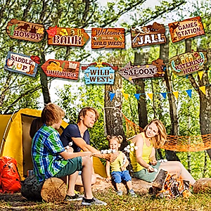 Western Party Directional Sign Cowboy Porch Sign Cowboy Banner Hanging Decoration Western Cowboy Theme Wild West Party Large Yard Indoor/Outdoor Western Cowboy Decoration Party Decorations