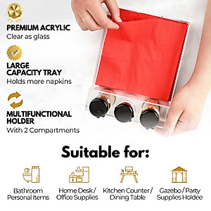 Acrylic Napkin Holder – Clear Guest Towel Holder Acrylic Buffet Server for Kitchens – Lucite Napkin Holder Clear Napkin Holder Acrylic Cocktail Napkin Holder