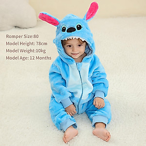 CLOHO Unisex Baby Flannel Romper Animal Onesie Pajamas Costume Hooded Cartoon Outfit Suit