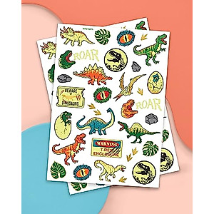 xo, Fetti Dinosaur Temporary Tattoos for Kids - 44 Glow In The Dark Pcs | Birthday Party Supplies, Dinosaur Party Favors, T-rex Decorations