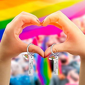 Sasylvia 2 Pcs Gay Pride Gifts Funny Gay Keychain LGBTQ Accessories Rainbow Keychain LGBT Jewelry I Can't Even Think Straight Keychain with Rainbow Charm for Lesbian Gay Christmas Birthday Stuff