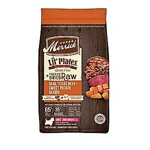Merrick Lil' Plates Small Breed Dog Food, Grain Free Real Texas Beef and Sweet Potato with Raw Bites Recipe, Small Dog Food - 4 lb. Bag