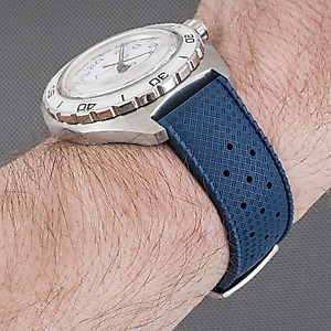 StrapHabit Quick Release Tropical Style FKM Rubber Watch Strap Band 18mm, 19mm, 20mm, 21mm, 22mm (Blue, 22mm)