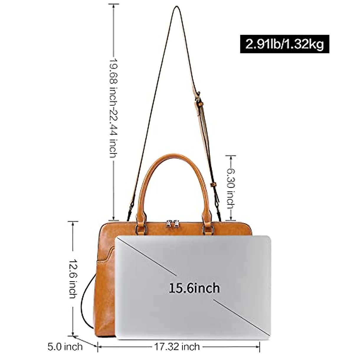 CLUCI Briefcase for Women Oil Wax Leather 15.6 Inch Laptop Slim Business Large Capacity Ladies Shoulder Bags Vintage Brown