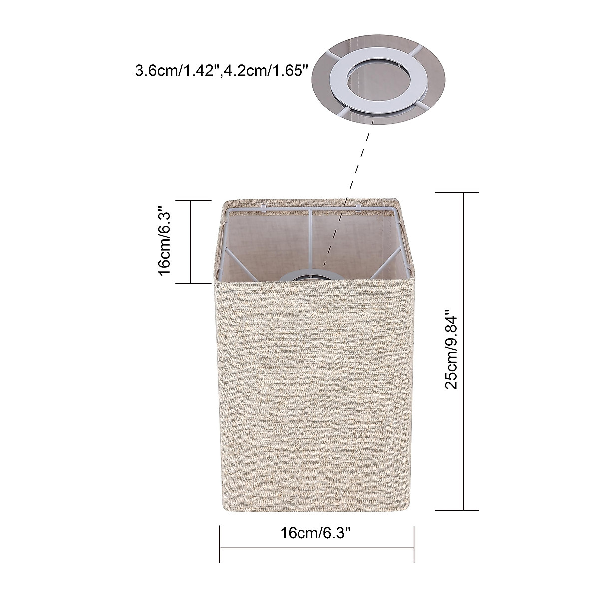 Ruiever Square Lampshades Set of 2, Linen Lampshades L6.3"x W6.3" x H9.84" High, Easy Assembly Replacement Fabric Lampshades for Table Lamps Floor Lamps, Beige Color Lampshade,