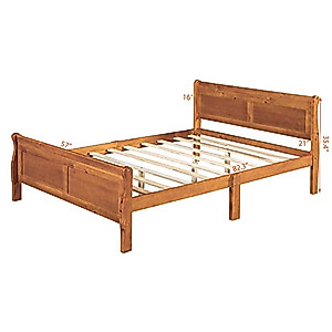 Harper & Bright Designs Full Bed Frame with Headboard and Footboard, Full Size Platform Bed, Wood Kids Full Size Bed Frame for Boys, Girls,No Box Spring Needed,Oak