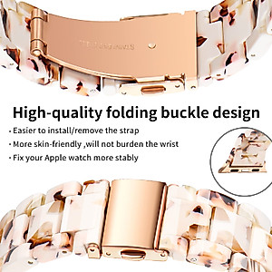 Bestig Resin Bands Compatible with Apple Watch Band 38mm 40mm 41mm 42mm 44mm 45mm 46mm 49mm Women Men,Lightweight Waterproof Strap for iWatch Ultra SE Series 10/9/8/7/6/5/4/3/2/1(Nougat White)